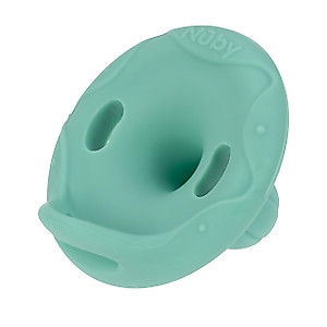 Nuby 2 Piece 100% Silicone Natural Cherry Shape Pacifiers, 0-6 Months, Blue/Green or Pink/Purple