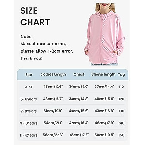 Auranso Kids Zip-Up Hoodie Girls Boys UPF50+ Sun Protection Jacket Hooded Cooling Shirt Light Blue 3-4T