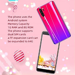 aderroo Unlocked Cell Phone，Y99 Android Smartphone, 5.72-inch IPS Full-Screen，Dual SIM Card，1GB RAM 8GB ROM，Only Supports Dual SIM Card Frequency Band of 3GWCDMA ：850/2100MHZ（red）