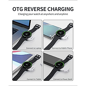 Portable Watch Charger for Samsung Galaxy Watch 6/5 - ANPULES USB C & USB A Watch Charger [OTG] for Galaxy Watch, Magnetic Wireless Charger for Galaxy Watch 4/4 Classic/3/Galaxy Active 2 (White)