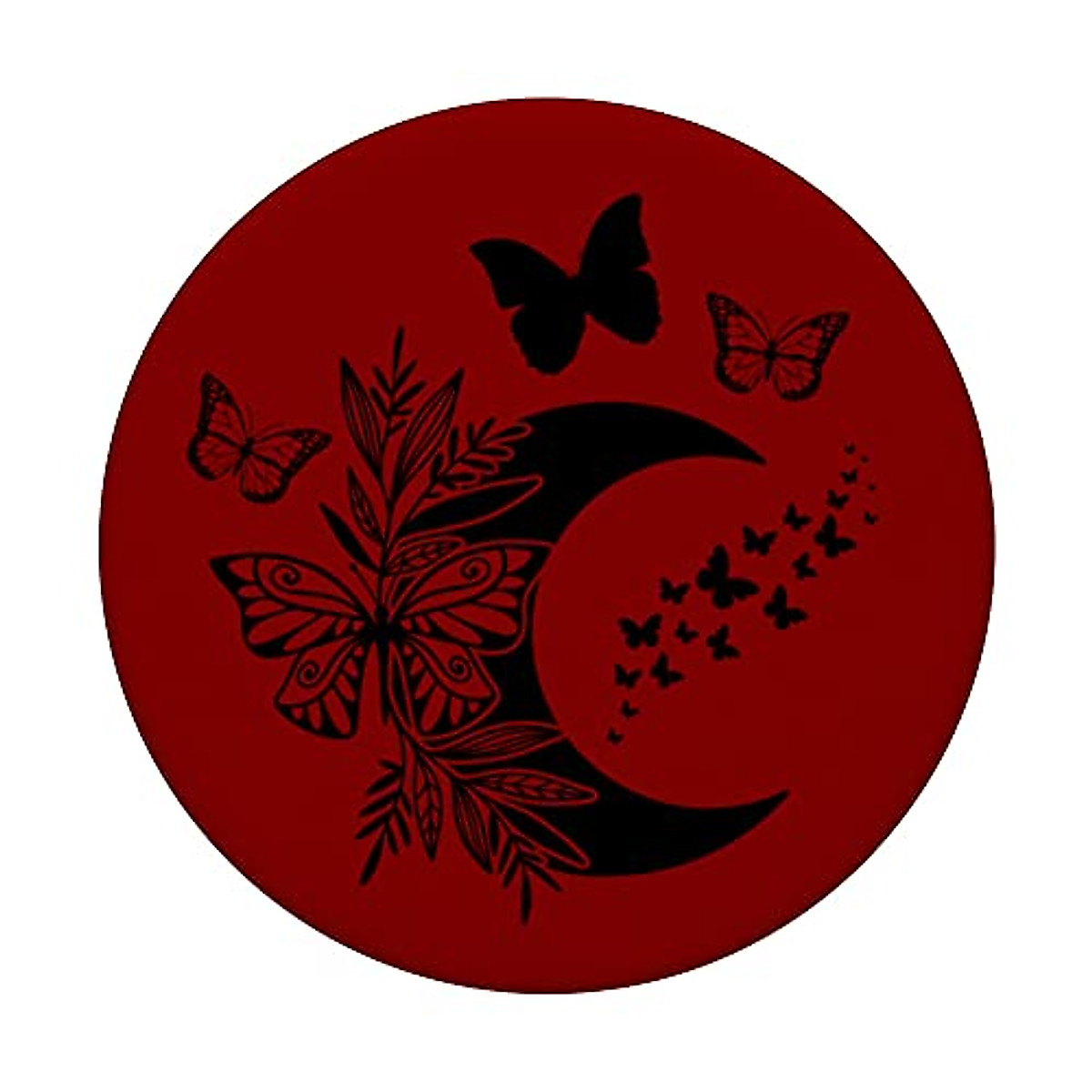 Red and Black Cute Moon and Butterfly Witchy Goth Wicca PopSockets Swappable PopGrip