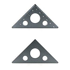 QWORK Aluminum Alloy 45 Degree Angle Ruler, Woodworking Carpenter Imperial Metric Square Triangle Ruler Angle Measurement Workshop Measurement Tool
