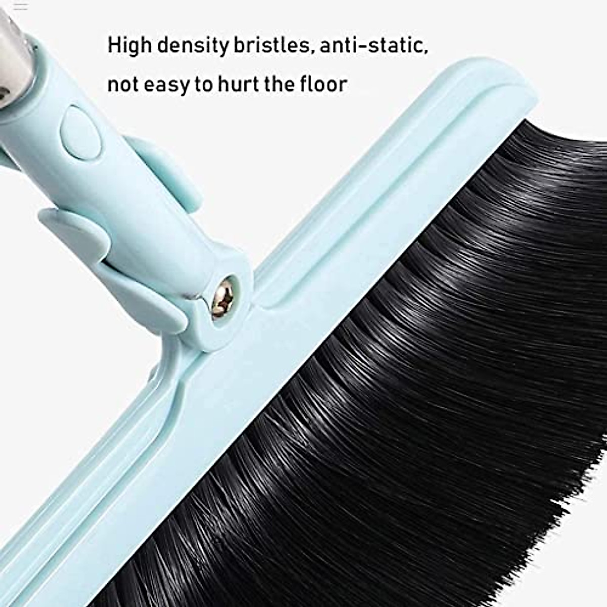 GOOFFY NLIAN- Broom and Dustpan Set, 180 ° Rotation Non-stick Hair Extra Long Handle Rotatable Broom and Dustpan Windproof Stainless Steel Rod Broom Set dustpan set