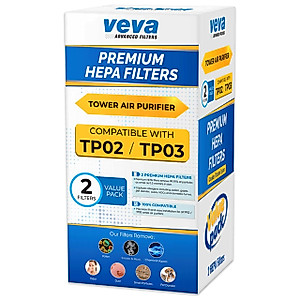 VEVA HEPA Filter Replacement 2 Pack - Premium Air Purifier Filters, Compatible w/Dyson Pure Cool Link Models TP01, TP02, TP03 & BP01