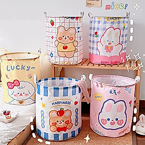 Tuelaly Kawaiis Laundry Basket Cute Cartoon Bunny Bear Storage Basket Kawaiis Stuffs Kawaiis Accessories Purple