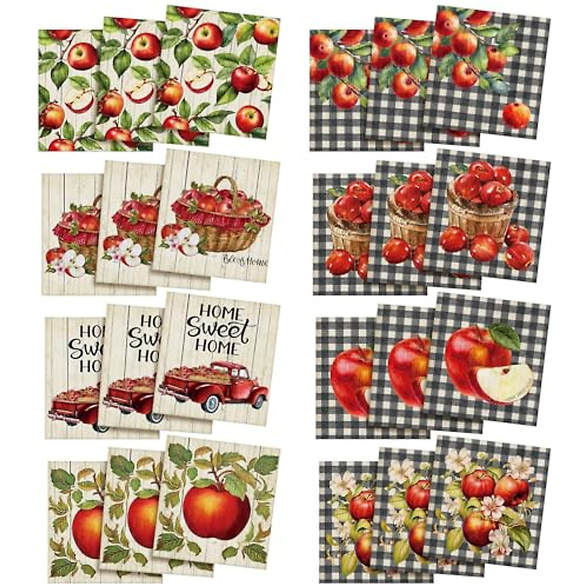 Sunnyray 24 Pcs Swedish Kitchen Dish Cloths Kitchen Towels Reusable Sponge Cleaning Cloths Wipes Absorbent Washable Dish Rags for Bathroom Cleaning(Red and Green,Novelty Style)