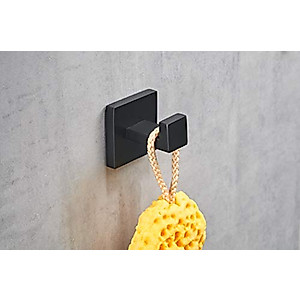 Hiendure 4 Pack Matte Black Robe Hook Wall-Mounted Towel Hook Coat Hanger for Bathroom Bedroom Kitchen