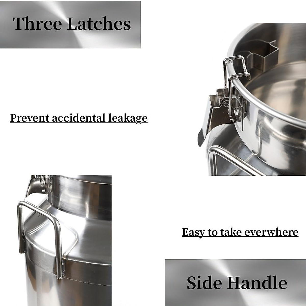 20L/5.25Gallon Stainless Steel Milk Can - Heavy Duty Milk Jug Milk Bucket Wine Pail Bucket Bottle SS liquid Container Storage W/Independent Embedded Silicone Sealed Lid Easy to Open and Use