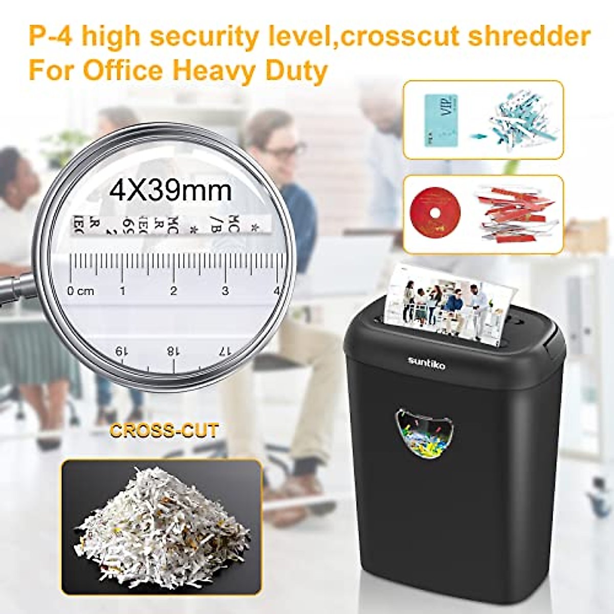 Paper Shredder, 14-Sheet Cross Cut with 6.6-Gallon Basket, P-4 Security Level, 3-Mode Design Shred Card/CD/Staple/Clip, Heavy Duty with Jam Proof System, Woolsche Paper Shredder for Office (ETL)