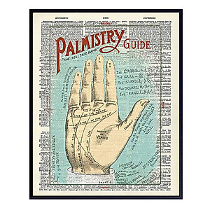 Vintage Palmistry Upcycled Dictionary Wall Art Decor - Retro 8x10 Home Decoration Picture for Living Room, Bedroom, Apartment - Gift for Psychic, Fortune Teller, Palm Reader, Clairvoyant, Occult Fan