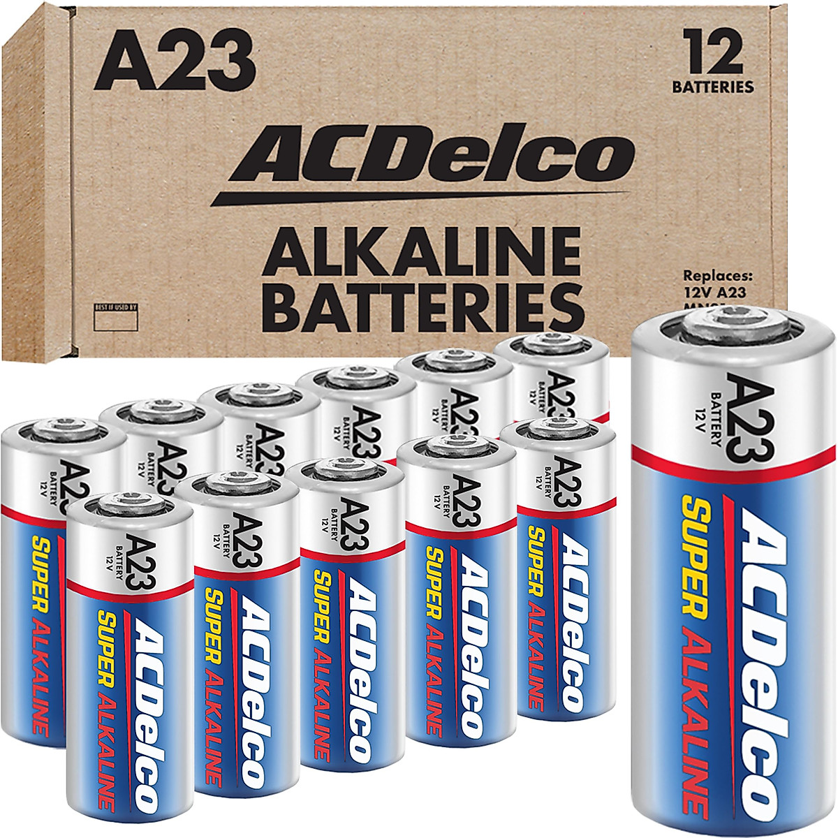 ACDelco 12-Count A23 Batteries, 12V Maximum Power Super Alkaline Battery, 5-Year Shelf Life