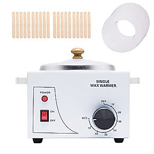 DAORDAER Wax Warmer Professional Electric Wax Heater Hair Removal Adjustable Temperature Machine Facial Skin Body Hair Removal Tool Salon Hot SPA Wax Pot with 40PCS Wood Sticks (Single-Wax Warmer)