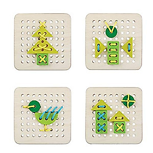 Amazon Basics Fine Motor Creative Lacing Board, 4-Pack