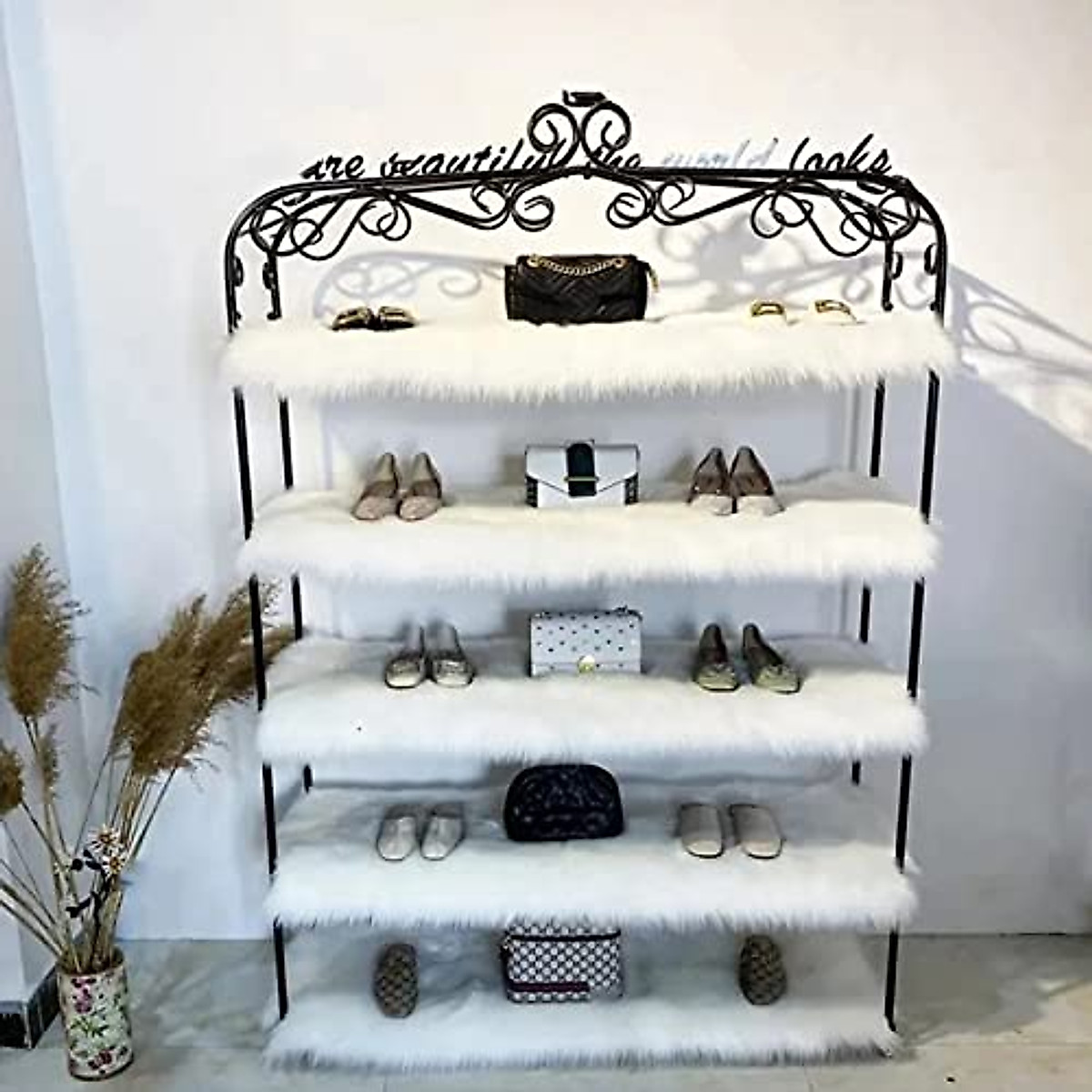 Soft Faux Sheepskin Rug, 1 x 4 Feet Rectangle Modern Area Rugs Washable No-Slip Cozy Carpet Mat for Bedroom Living Room, White