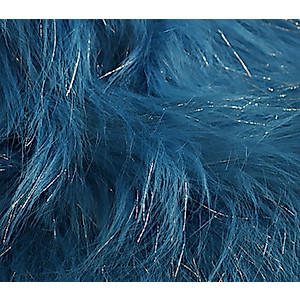 Faux Fur Fabric Long Pile Sparkling Tinsel Turquoise / 58" Wide/Sold by The Yard