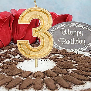LUTER 2.76 Inches Large Birthday Candles Gold Glitter Birthday Cake Candles Number Candles Cake Topper Decoration for Wedding Party Kids Adults (1)