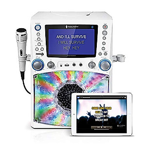 Singing Machine STVG785BTW Bluetooth Karaoke Machine with Disco Lights, White.