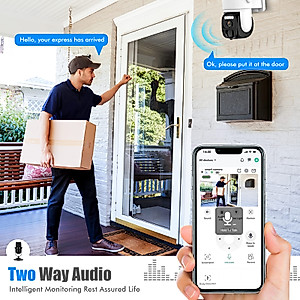 Hawkray Solar Security Cameras Wireless Outdoor ，2K 360° View Pan Tilt Low Power Consumption WiFi Security Cameras with AI Motion Detection, Two-Way Audio,Color Night Vision