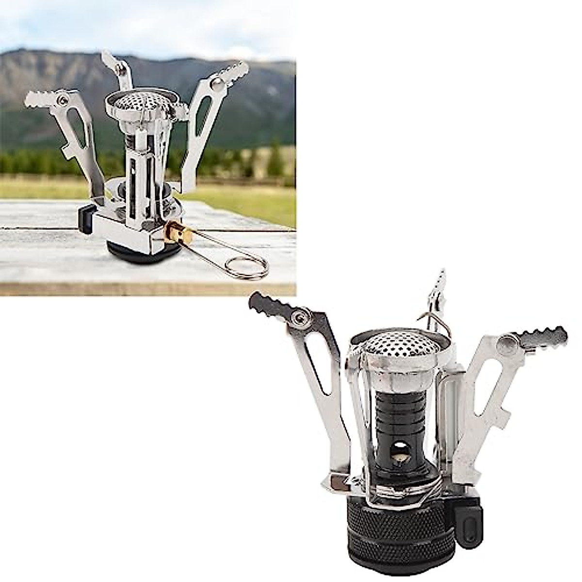 Mini Pocket Stove, Efficient and Stable Portable Picnic Camping Burner for Picnic (Brass Connector)