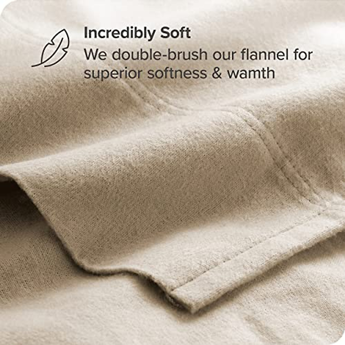Bare Home Flannel Sheet Set 100% Cotton, Velvety Soft Heavyweight - Double Brushed Flannel - Deep Pocket (Queen, Sand)
