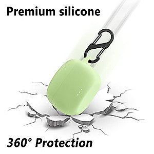 Geiomoo Silicone Case Compatible with JBL Tune 215TWS, Protective Cover with Carabiner (Luminous Green)