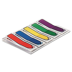 Post-It 684Arr1 Arrow 1/2-Inch Page Flags, Blue/Green/Purple/Red/Yellow, 20/Color, 100/Pack