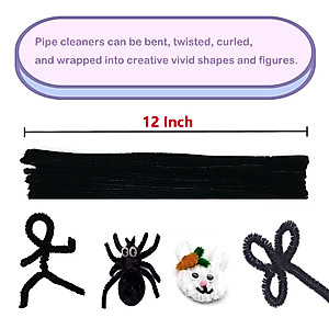 Cldamecy 100 pcs Black Pipe Cleaners with 20 pcs Googly Eyes,Chenille Stems for Craft Project,Craft Pipe Cleaners for DIY Projects,Arts and Holiday Decoration