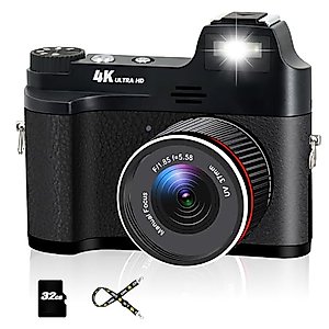 4K Digital Camera for Photography and Video - lovpo 4K 48MP Vlogging Camera for YouTube with SD Card, Manualfocus, 18X Digital Zoom Travel Portable Video Camera with Neck Strap, Anti-Shak, Mode Dia