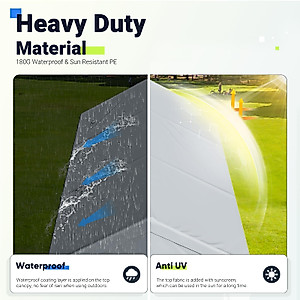 Quictent 12x20 ft Carport with Roll-up Ventilated Windows, Anti-Snow Car Port Heavy Duty Car Canopy RV Carport Canopy Portable Garage Shelter Boat Shelter with 4 Reinforced Steel Cables-Grey