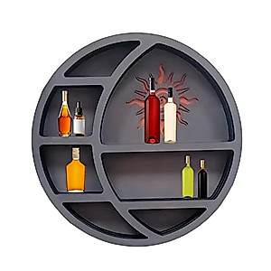 Cresent Moon Shelf, Crystal Shelf Display For Stones, Essential Oils & Whichy Decor, Wooden Crystal Holder For Meditation Decor, Moon Phase Floating Wall H-anging Decor For Living Room Bedroom 29x29CM