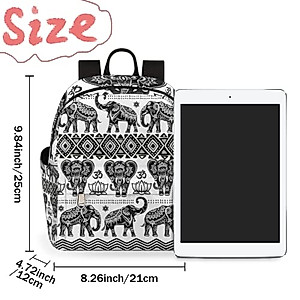 Mini Backpack for Women Backpack Purse Elephant Lotus Cute Small Travel Backpack Casual Bookbag Shoulder Bag for Girls Teens School Backpacks Lightweight Ladies Backpack Daypack