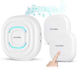 ChunHee Smart Wireless Caregiver Pager Self-Powered Call Button Medical Alert System Call Bell 500+ Feet for Home/Elderly/Patient/Disabled 2 Call Buttons/Transmitters 1 Receiver