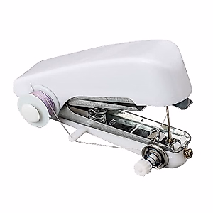 Handheld Sewing Machine, Hand Held Sewing Device Tool Mini Single Stitch Portable Cordless Sewing Machine, Essentials for Home Travel Use Repairing and Handicrafts (White)