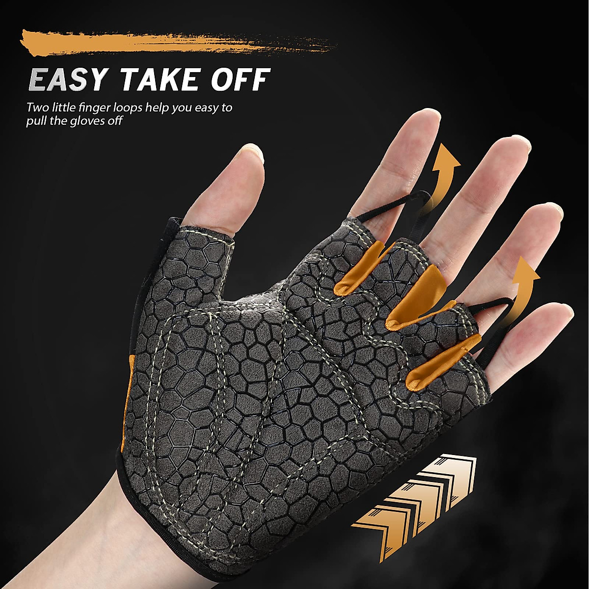 HTZPLOO Bike Gloves Cycling Gloves Biking Gloves Half Finger Bicycle Gloves for Men Women with Anti-Slip Shock-Absorbing Pad,Light Weight Mountain Bike Gloves (Black&glod, Large)