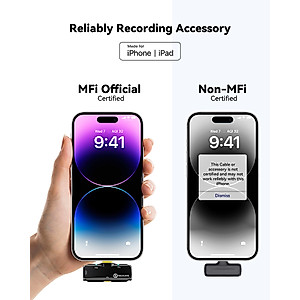 Hollyland Lark C1 Wireless Lavalier Microphone for iPhone, MFi Certified, Plug and Play, Noise Cancelling Lapel Mic with 656ft Transmission, 32H Working Time, Compatible with iPhone, iPad-Black