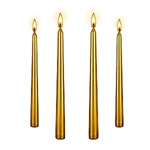 Tall Metallic Taper Candle Candles - 10 Inch, wist Taper Candle,Non-dripTaper Candle, Metallic Candle Taper Long Candles Wax Unscented Dinner Candle Brithday Candle(4Glossy Gold)