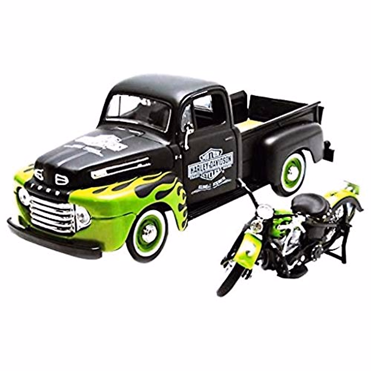 Maisto 1:24 Scale 1948 Ford F-1 Pickup and Harley Davidson 1948 FL Panhead Diecast Vehicles (Styles & Colors Vary)
