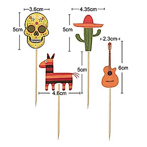 ABOOFAN Hawaiian Decor ating Hawaiian 24pcs Beautiful Guitar Insert Horse Fruit Party, Birthday (Skeleton Festival Topper Dessert Hawaii) for ating Mexican Mexican Decor
