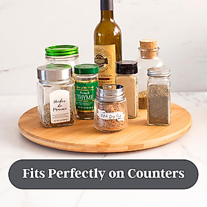 TB Home 14” Bamboo Lazy Susan Organizer for Kitchen, Turntable for Cabinet, Table or Pantry