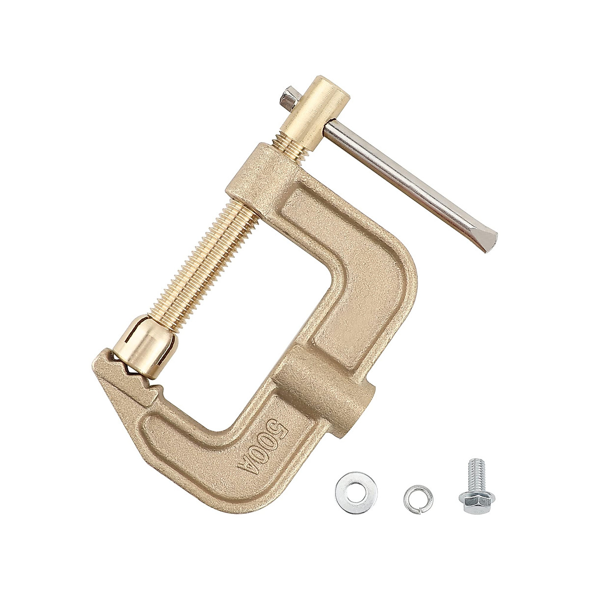 hynade Welding Ground Clamp 500A G Shape Brass Ground Earth Clamp for Tig Mig MMA Welder, Clamping Range up to 43mm