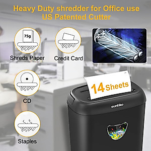 Paper Shredder, 14-Sheet Cross Cut with 6.6-Gallon Basket, P-4 Security Level, 3-Mode Design Shred Card/CD/Staple/Clip, Heavy Duty with Jam Proof System, Woolsche Paper Shredder for Office (ETL)