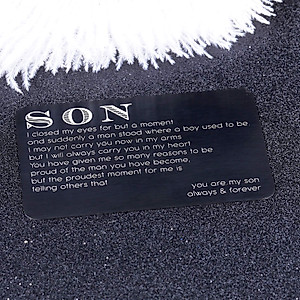 Son Gifts from Mom Dad Wallet Insert Card Birthday Graduation Inspirational Gift for Him Men Valentine Christmas Wedding Fathers Day Gift for Son Stepson Back to School Teen Boys 16 18 Adult Present