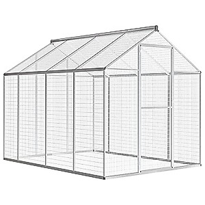 Tidyard Outdoor Aviary Aluminum, Walk-in Aviary with Heavy-Duty Hinged Door, Playing, Exercising, Training Wire Mesh 70"x95.3"x75.6"