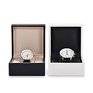 Woodten PU Leather Watch Gift Box Premium Single Wristwatch Storage Case with Removable Pillow(White)