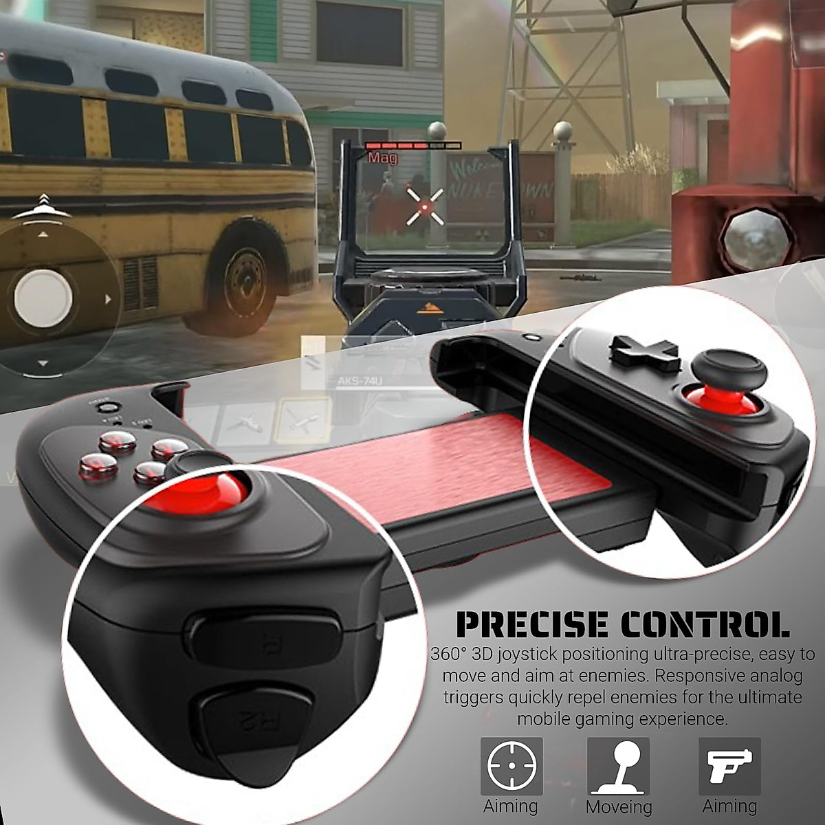 arVin Wireless Gaming Controller for iPad/Mini/Air/Samsung Galaxy Tab/HUAWEI MatePad/Yoga Tab[within 5-11"] Gamepad Joystick for iPhone 15/14/13 Pro Max/Galaxy 23/22/21/PC/Call of Duty Mobile/Genshin