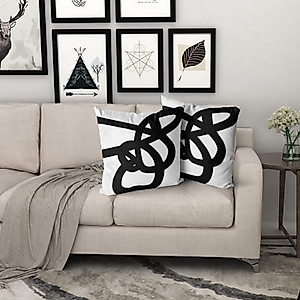Kawani Black and White Pillow Covers 20X20 in Abstract Modern Graffiti Art Line Decorative Couch Pillow Cases with Zipper Set of 2 Boho Home Decor for Living Room Bedroom Bed Cushion Outdoor