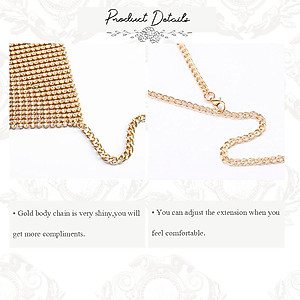 Jeweky Boho Crystal Body Chain Gold Rhinestone Body Jewelry Sexy Beach Bikini Bra Jewelry for Women