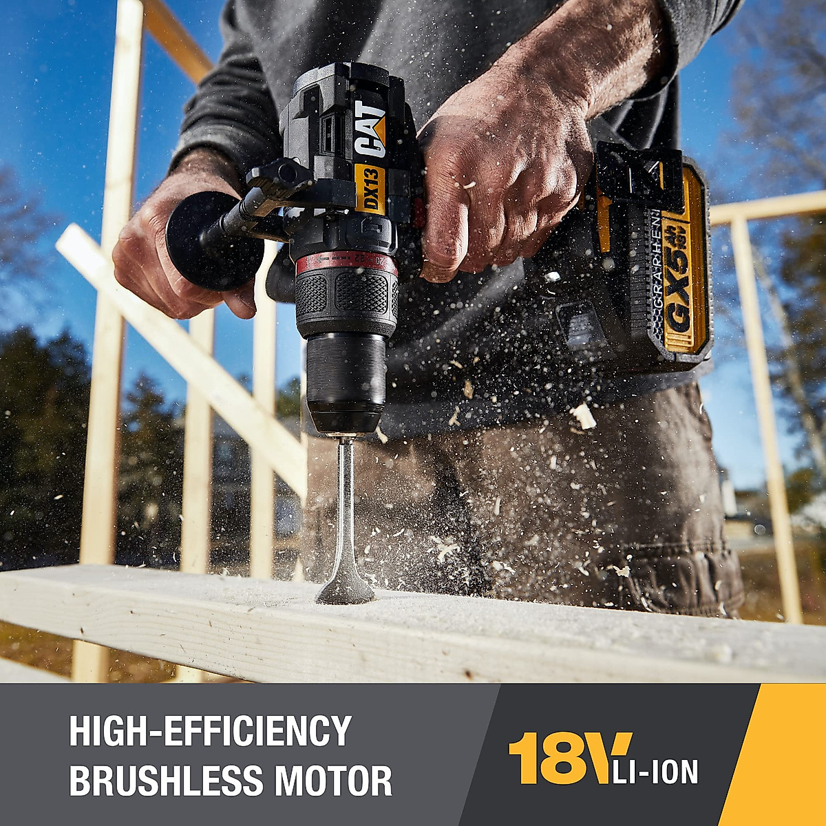 Cat® 18V 1 FOR ALL ½” Cordless Hammer Drill with Brushless Motor and Graphene Battery - DX13