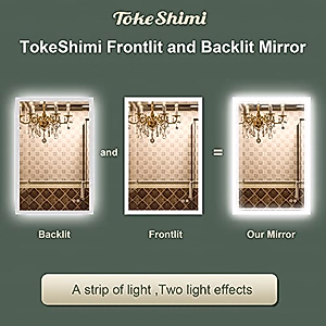 TokeShimi 20 x 28 Inch LED Lighted Bathroom Mirror Backlit Mirror with Lights Anti-Fog Dimmable Wall Mounted Makeup Mirror with with Front Lights & Backlight(Horizontal&Vertical)