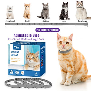 Yirr Calming Collar for Cats, Cat Calming Collar, Cat Pheromone Collar, Cat Calming Collar for Indoor Outdoor Cats, Relaxing Pheromone for Cat Relief Stress Anxiety Fighting Scratching, 4 Pack(Grey)